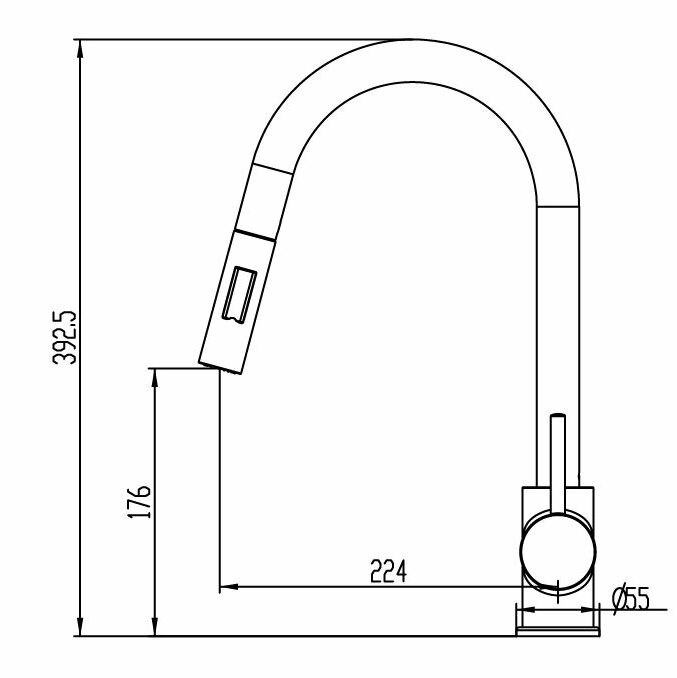 Single lever pull-out kitchen mixer tap Round chrome by GME
